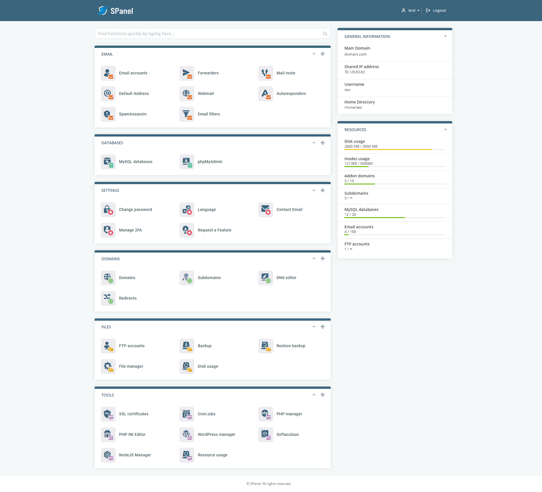 Getting Started with SPanel - Knowledge base - ScalaHosting