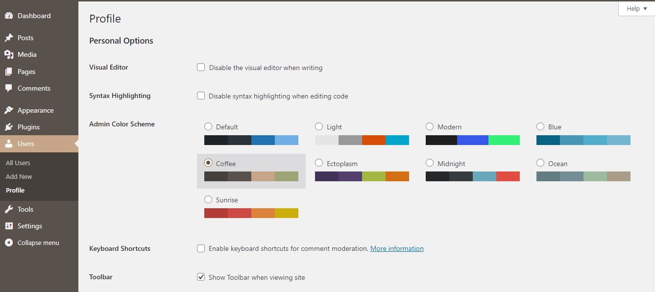 How to Change the Admin Color Scheme in WordPress - Knowledge base - ScalaHosting