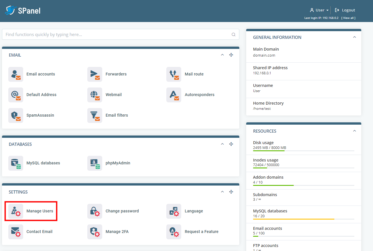Multi-User Logins in SPanel - Knowledge base - ScalaHosting